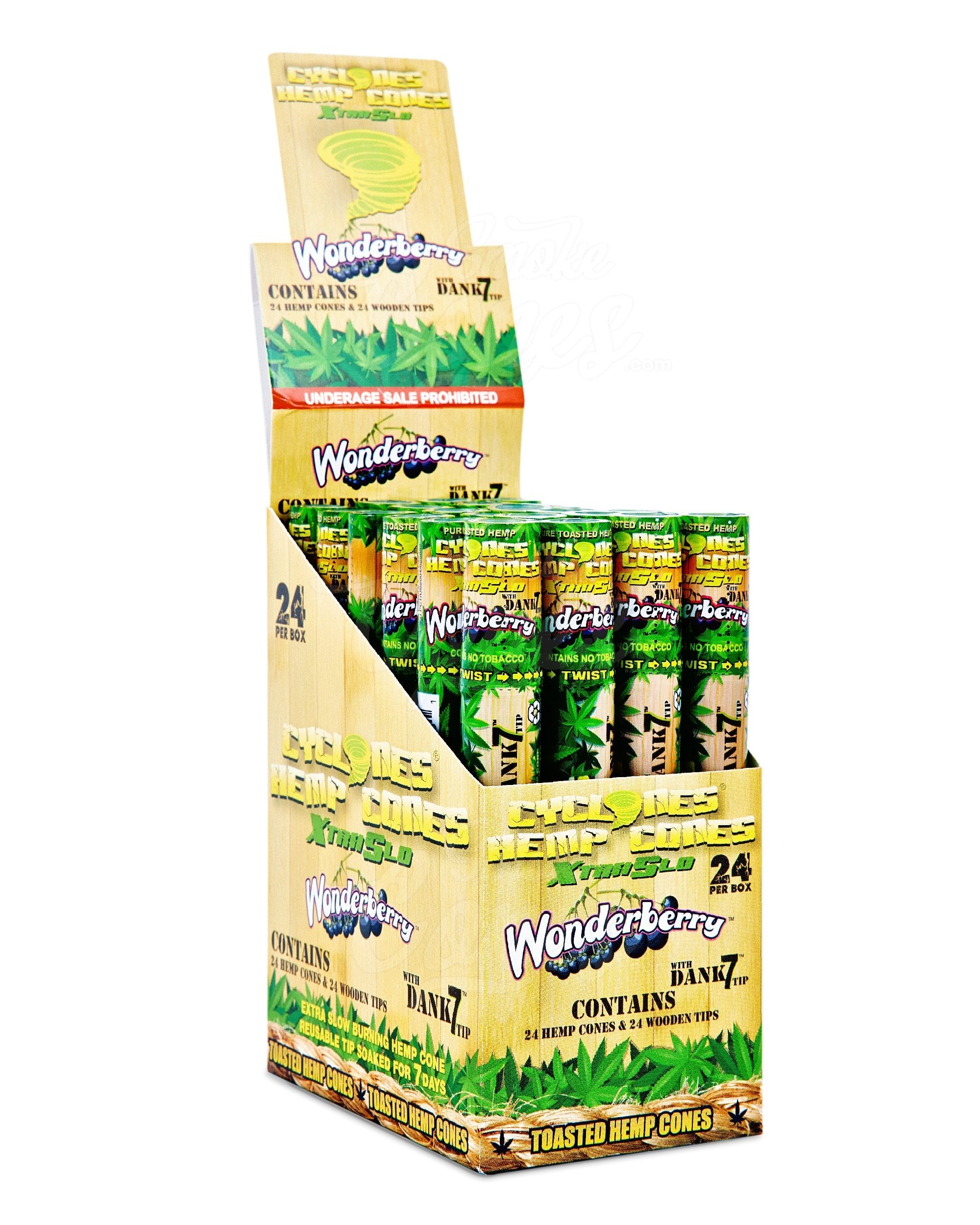 Cyclones 109mm King Sized Pre Rolled Wonderberry Hemp Cones 24/Box