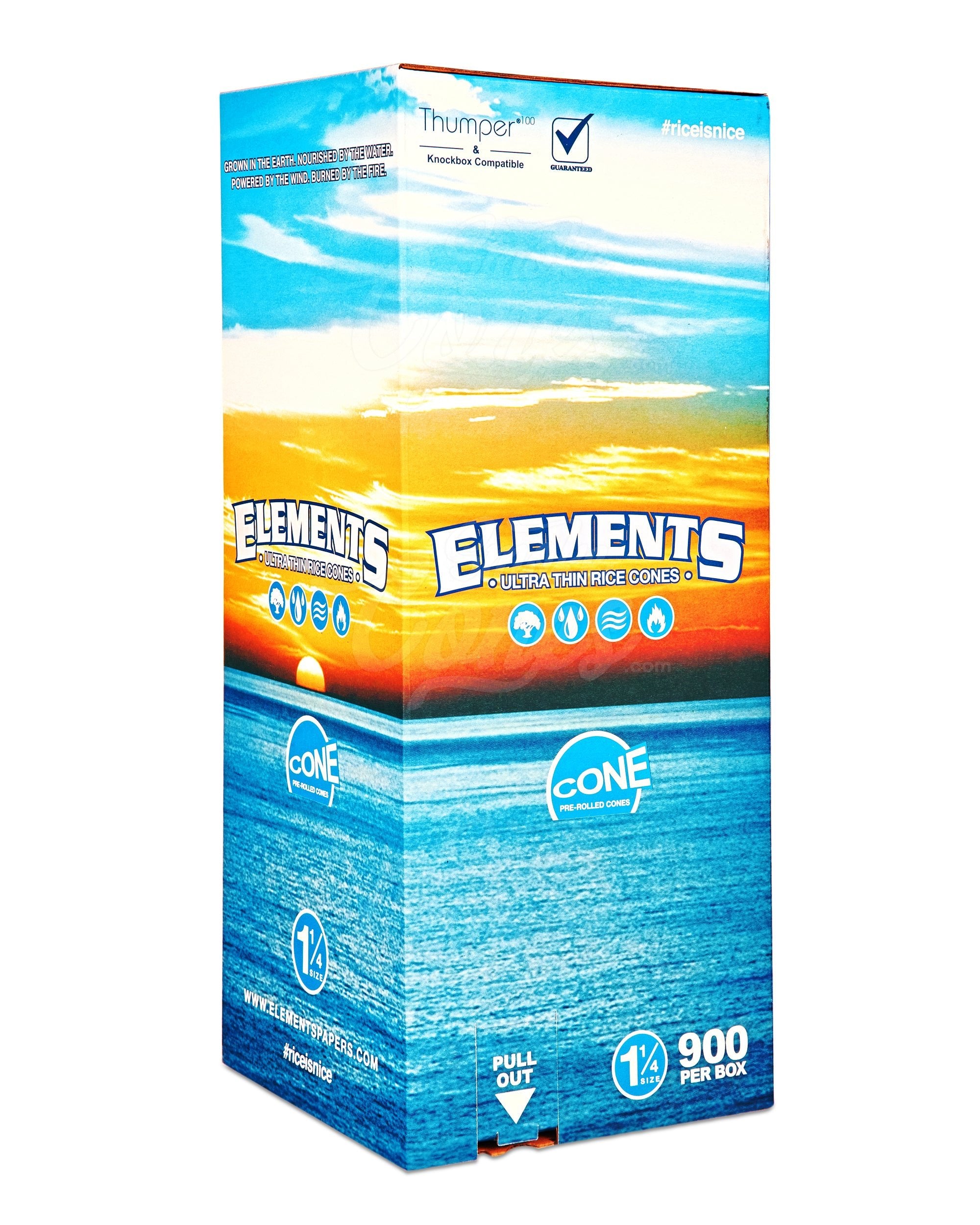 Elements 84mm 1 1-4 Sized Pre Rolled Ultra Thin Paper Rice Cones 900/B