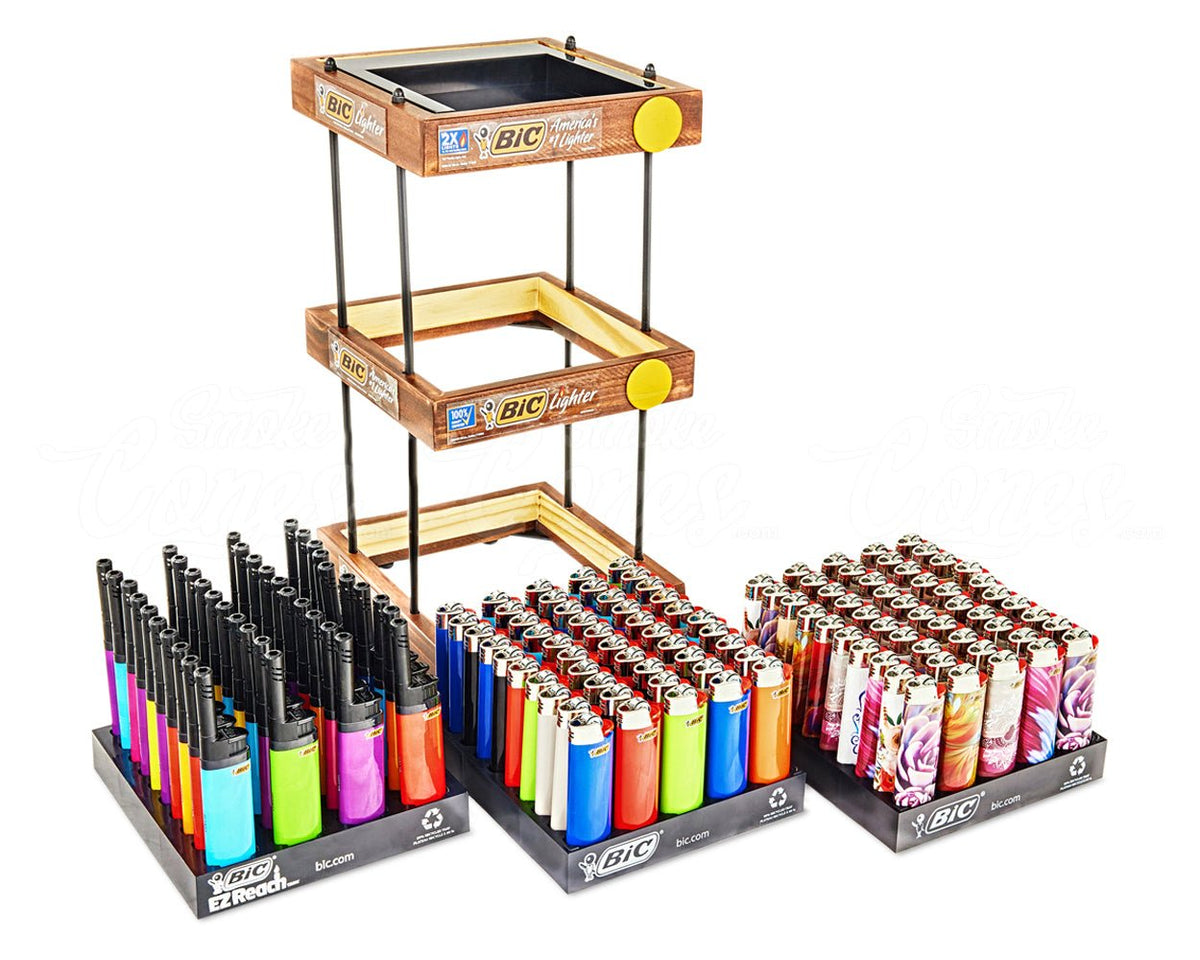 BIC Retail Display Lighters 3 Tier Wooden Display 140/Box